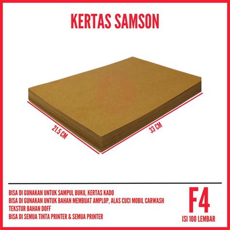 Jual Kertas Samson F4 Isi 100 Lembar Kertas Samson 80 Gsm Kertas Samson 75 Gsm Shopee