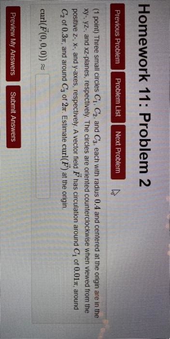 Solved Homework 11 Problem 2 Previous Problem Problem List