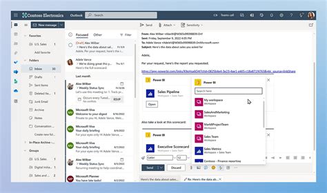 A Screenshot Showing A User Embedding A Power Bi Report Into An Email