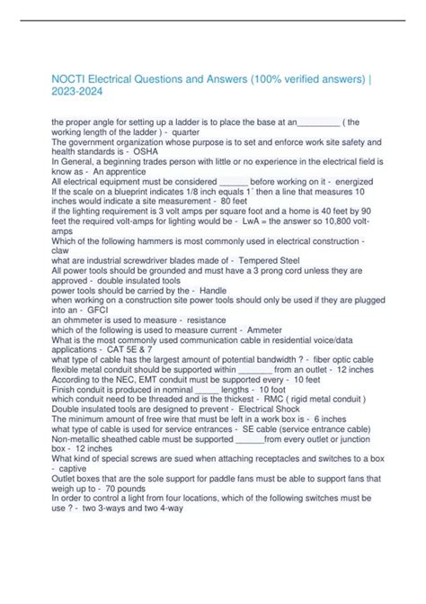 Nocti Electrical Questions And Answers 100 Verified Answers