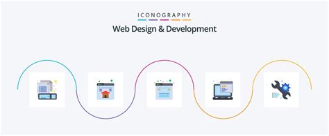 Web Design And Development Flat 5 Icon Pack Including Setting Programming Design Script Api