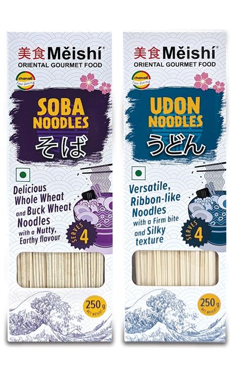 Meishi Assorted Noodles Combo Pack Of 2 Udon Soba Japanese Style Noodles 500g 250g X2