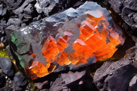 Lava Solidifying With A Glasslike Appearance Tachylite Premium Ai