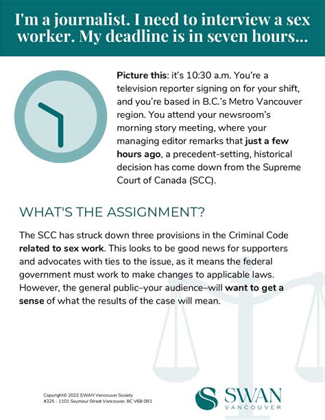 Interviewing Sex Workers Swan Vancouver Society
