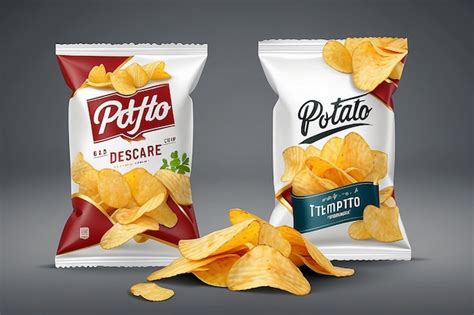 Premium Photo Realistic Vector Design Potato Chips Packaging Template