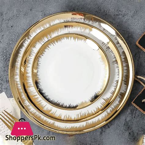Gold Plated Ceramic Tableware Plate Set Of 18 In Pakistan