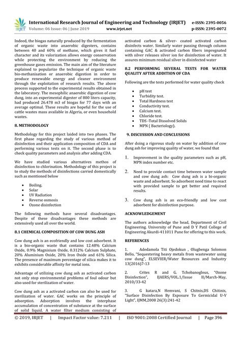 Irjet Purification Of Water By Using Cow Dung Ash Pdf