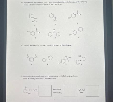 Solved 1) Predict the major mono-nitrated product (or | Chegg.com