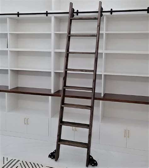 Sliding Library Ladder Black Track Kit Rolling Library