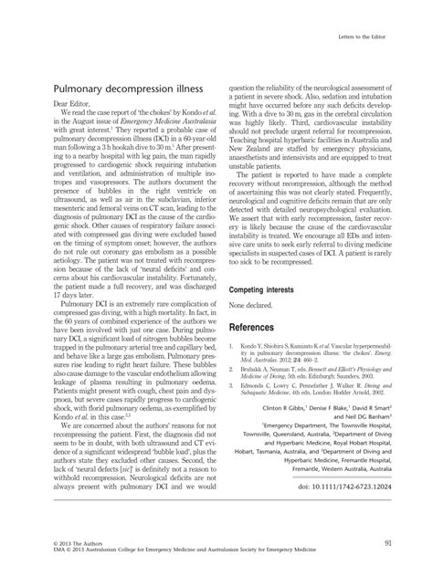 Pdf Pulmonary Decompression Illness