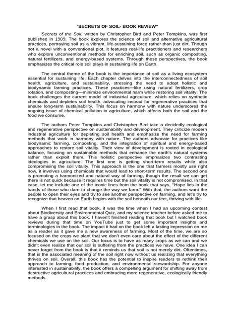 Secrets Of Soil Book Review Pdf Agriculture Sustainability