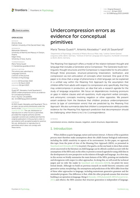 Pdf Undercompression Errors As Evidence For Conceptual Primitives