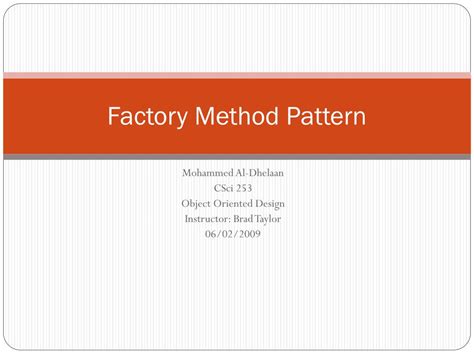 Ppt Factory Method Pattern Powerpoint Presentation Free Download