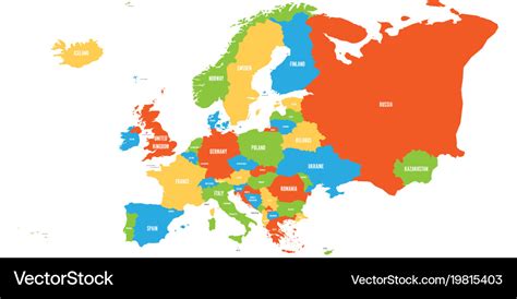 Political Map Of Europe Continent In Four Colors Vector Image