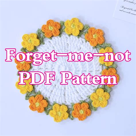 Sunflowerforget Me Not Coaster Crochet Pdf Pattern With Basket Flower
