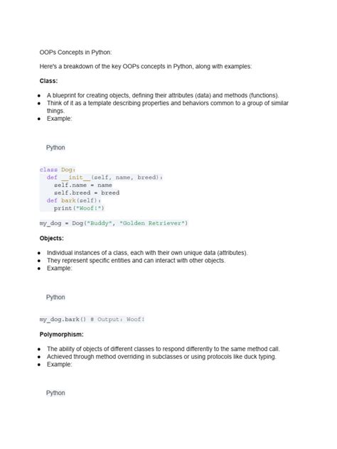 Explain Oops Concepts In Python Class Objects Pol Pdf