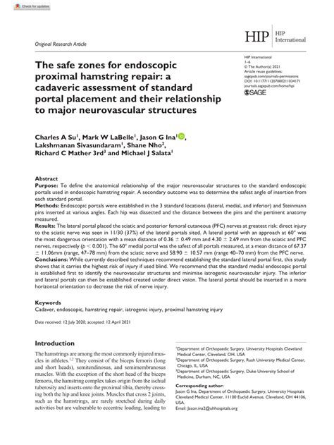Pdf The Safe Zones For Endoscopic Proximal Hamstring Repair A