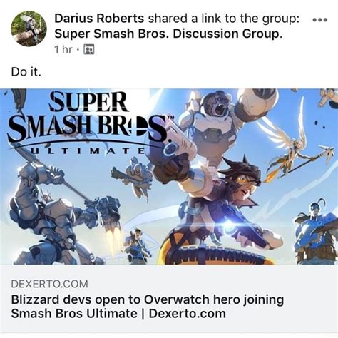Super Smash Bros Discussion Group Ey Darius Roberts Shared A Link To The Group Ce Dexerto