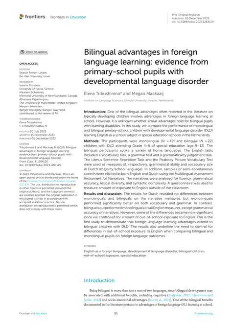Pdf Bilingual Advantages In Foreign Language Learning Evidence From