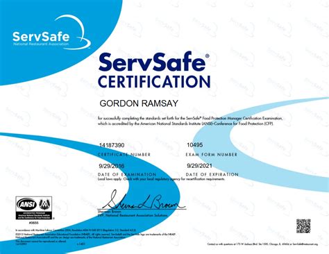 Printable Blank Servsafe Certificate