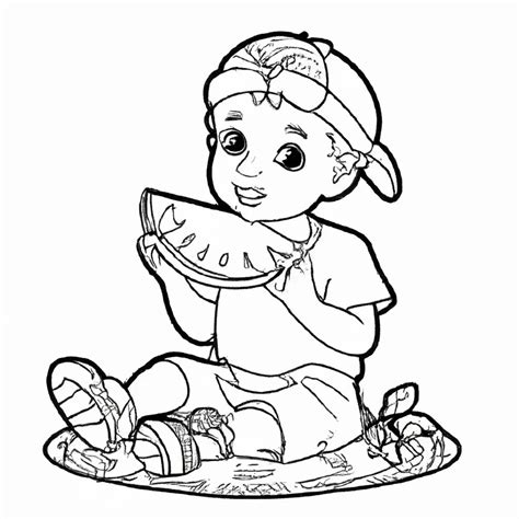 Menino Comendo Melancia Desenhos Para Imprimir E Colorir De Forma