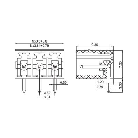 Pcb Header Horizontal 35mm 4 Way