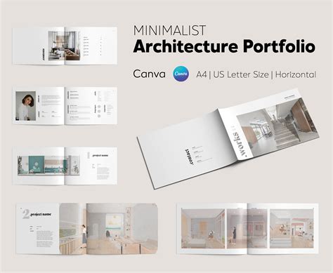 Minimalist Portfolio Template Canva Architecture Portfolio Brochure Etsy