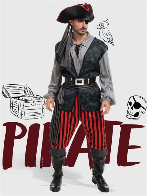 Joyfy Mens Pirate Costume Set Halloween Adult Viking Renaissance