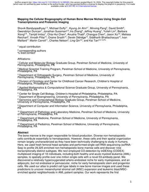 Pdf Mapping The Cellular Biogeography Of Human Bone Marrow Niches Using Single Cell