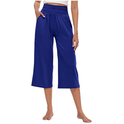 Lmnyox Wide Leg Capris For Women Soft Elastic High Waist Capri Pants