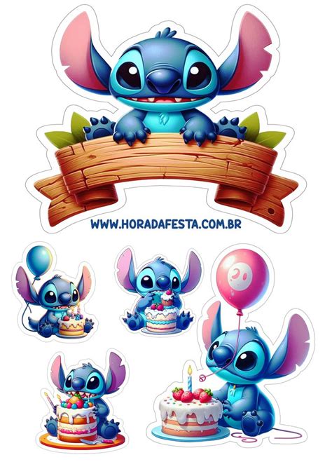 Stitch Topo De Bolo Aniversário Infantil Topper Cake Para Imprimir Png In 2024 Stitch Cake