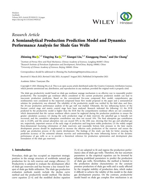 Pdf A Semianalytical Production Prediction Model And Dynamics