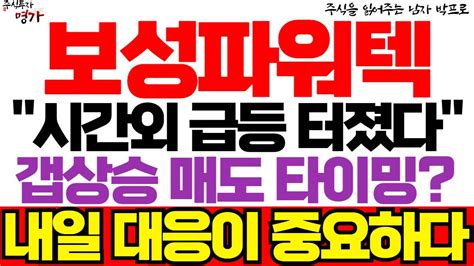 보성파워텍 주가전망 시간외 급등 터졌다 갭상승 매도 타이밍 내일 대응이 중요합니다 주주님들 꼭 시청하세요 보성
