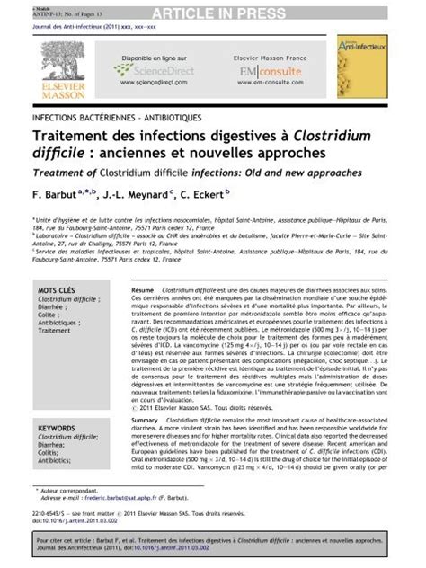 Traitement Infection À Clostridium Difficile Kglwkw
