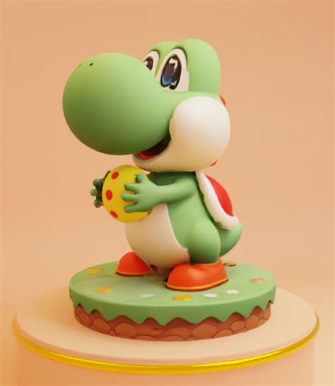 Stl File Yoshi Holding An Egg 🥚 Obj・3d Printer Model To Download・cults