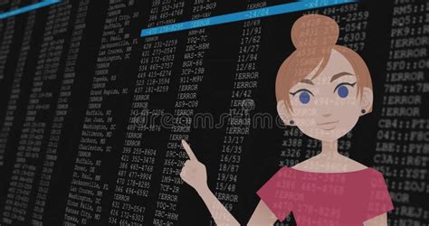 Animation Of Character Pointing At School Data Screen With Error Messages Stock Footage Video