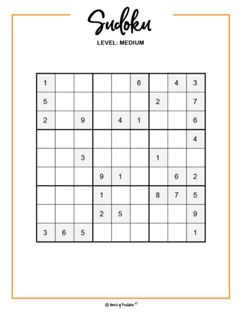 Medium Sudoku Puzzles To Print Medium Sudoku Solve Online Sudoku
