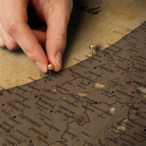 Push Pin Europe Map Retro Brown Pinboard T For Trveler