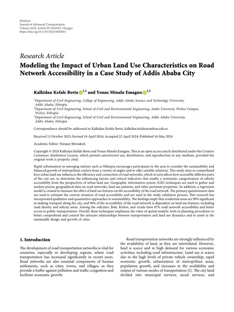 Pdf Modeling The Impact Of Urban Land Use Characteristics On Road