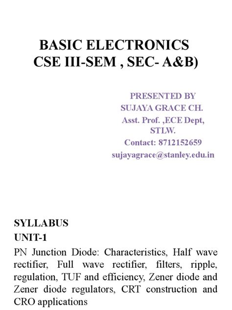 Basic Electronics Unit1 Pdf Pn Junction Rectifier