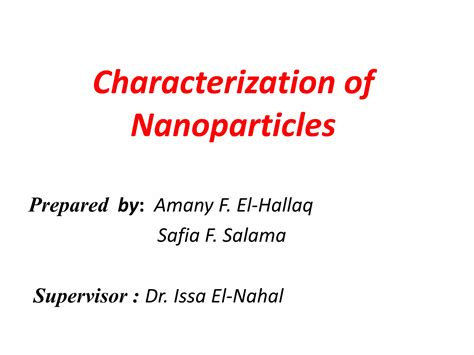 Characterization Of Nanopartical Pptx