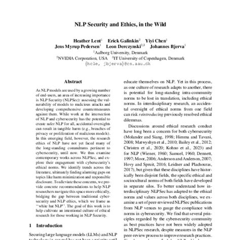 Nlp Security And Ethics In The Wild Acl Anthology
