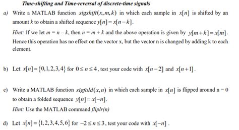 Solved Time Shifting And Time Reversal Of Discrete Time