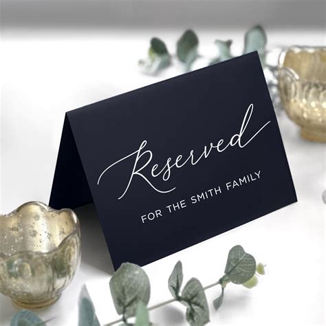Customizable Printed Reserved Table Signs Printed Wedding Table Card
