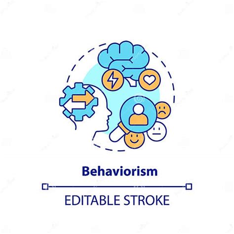 Thin Line Colorful Icon Behaviorism Concept Stock Vector Illustration