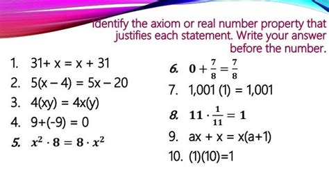 properties of real numbers