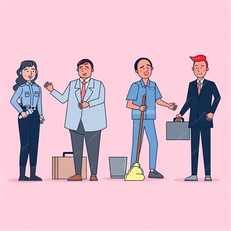 큰 집합의 컬렉션은 전문 유니폼 평면 그림을 입고 다양한 직업이나 직업 사람들을 격리합니다 무료 벡터