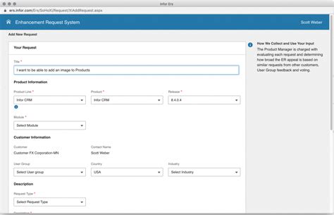 Enhancement Request System For Infor Crm Customer Fx