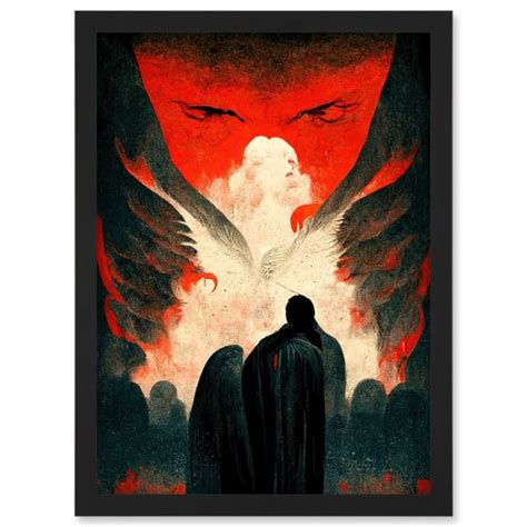 Artery8 Gates Of Hell Devil Satan Lucifer Evil Artwork Framed Wall Art