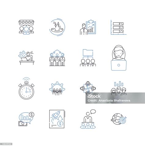 협력 작업 공간 선 아이콘 모음입니다 협업 커뮤니티 유연성 Nerking 생산성 시너지 공유 리소스 벡터 및 선형 그림 다양성 창의성 적응성 개요 표지판 세트 공감에 대한